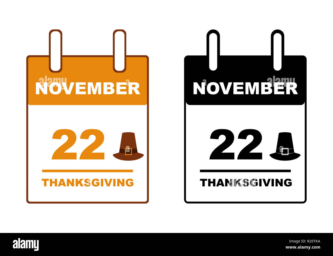 Thanksgiving day calendar isolated on white Stock Photo - Alamy