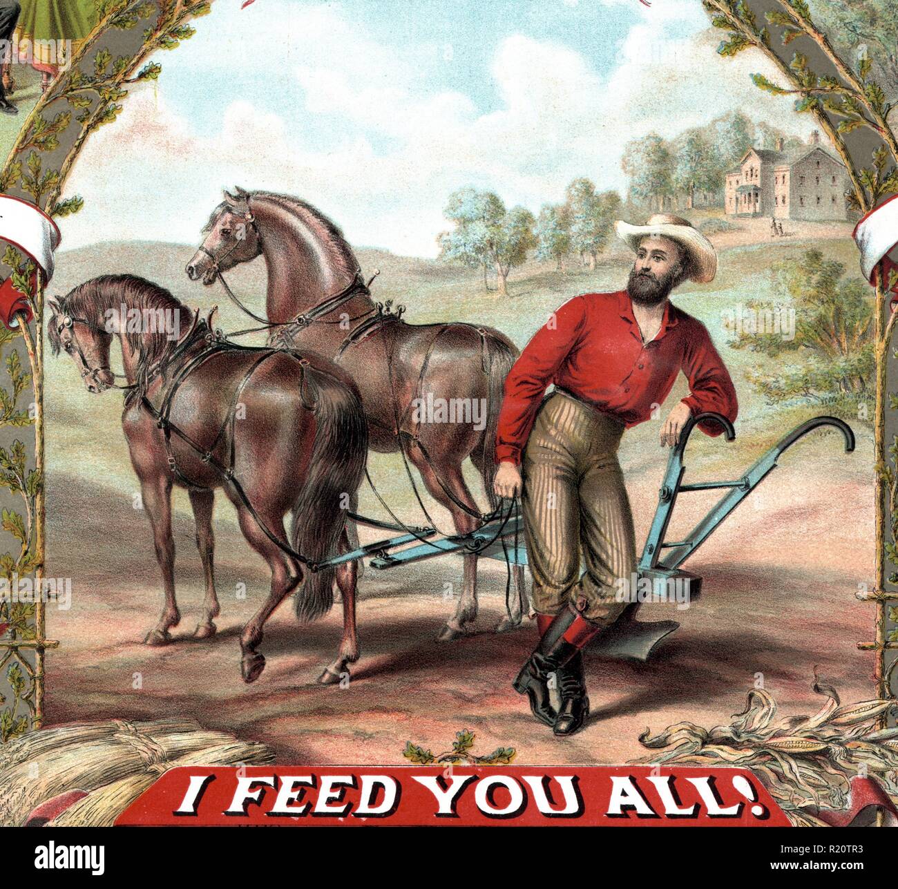 Vignette inspired by the Granger movement, depicts a farmer with a ...