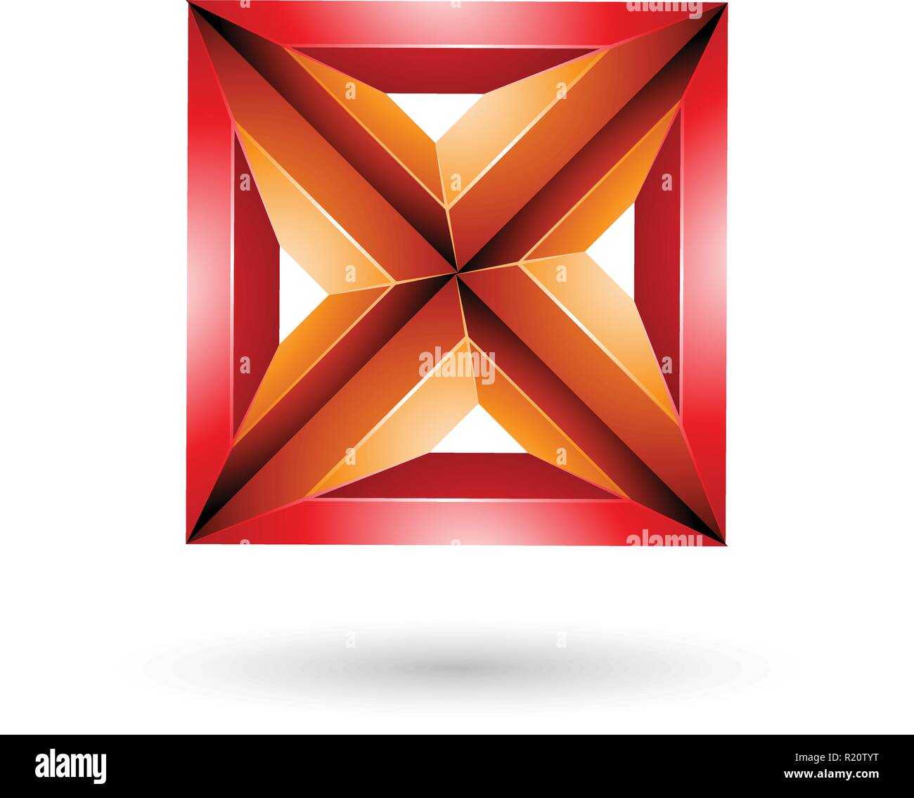 Vector Illustration of Red and Orange 3d Geometrical Embossed Square ...
