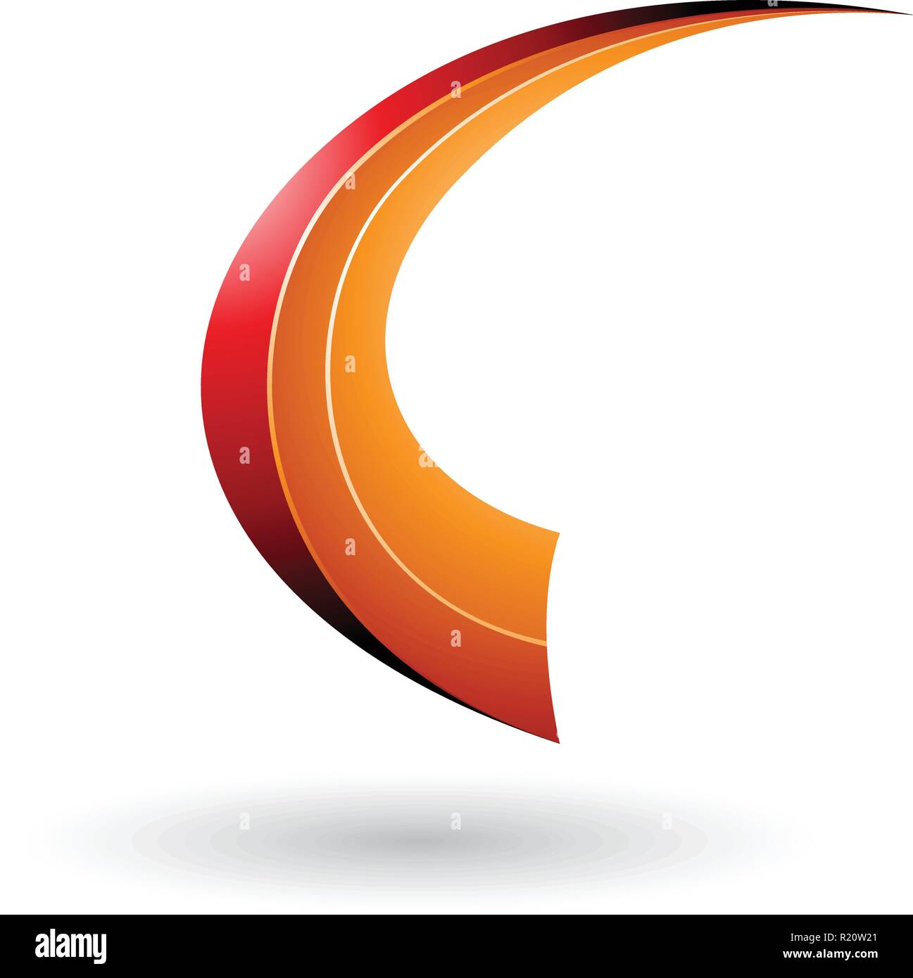 Vector Illustration of Red and Orange Dynamic Flying Letter C isolated ...