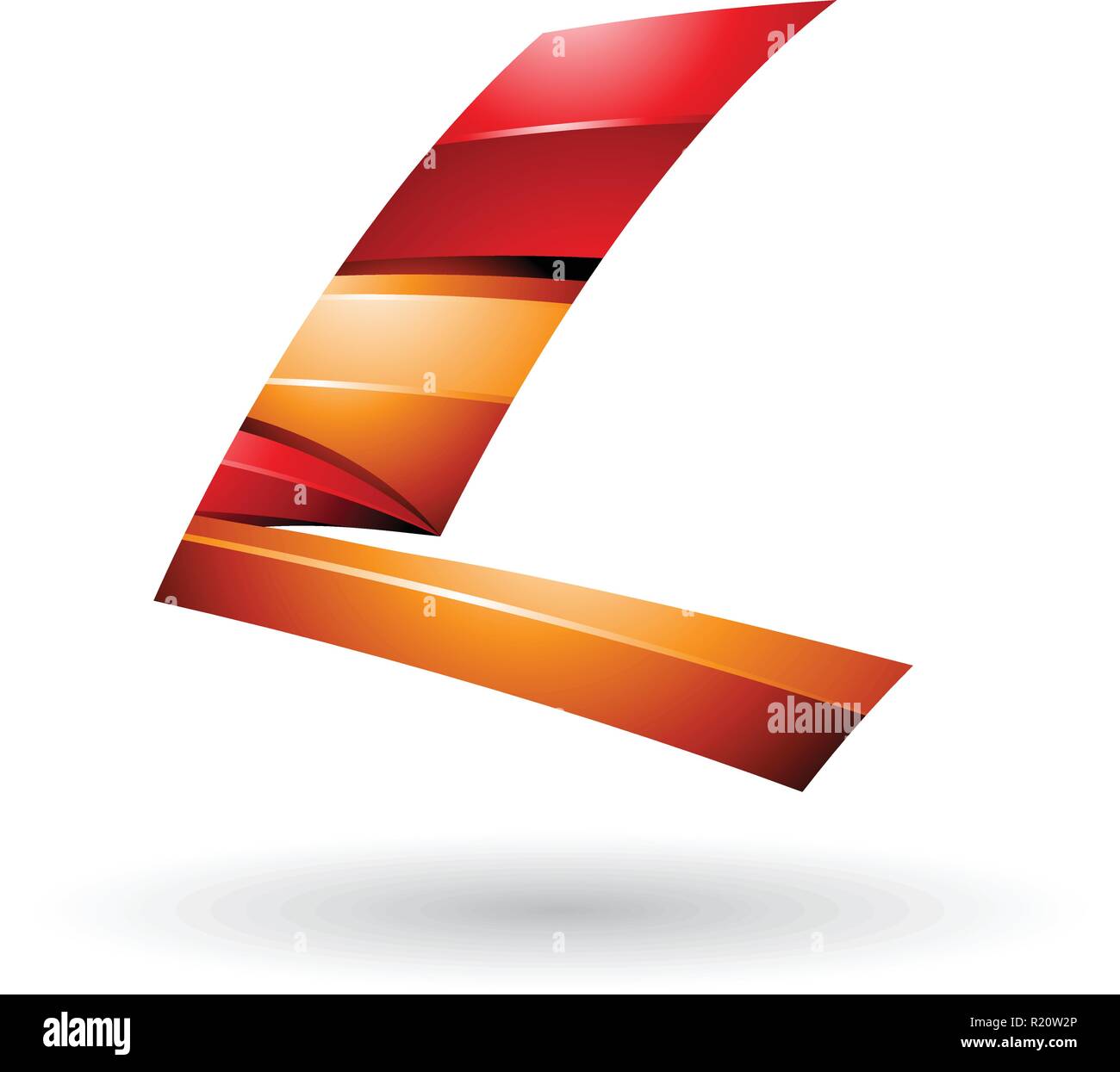 Vector Illustration of Red and Orange Dynamic Glossy Flying Letter L ...