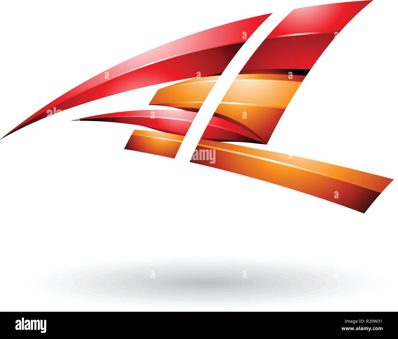 Vector Illustration of Red and Orange Dynamic Glossy Flying Letter A ...