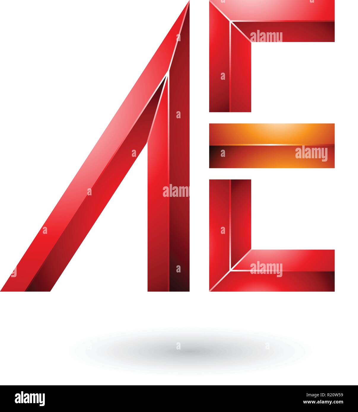 Vector Illustration of Red and Orange Glossy Dual Letters of A and E ...