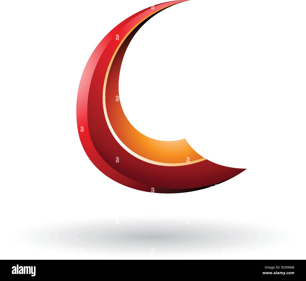 Vector Illustration of Red and Orange Glossy Flying Letter C isolated ...