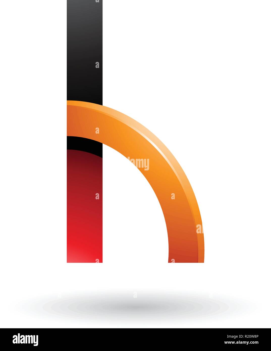 Vector Illustration of Red and Orange Letter H with a Glossy Bowed ...
