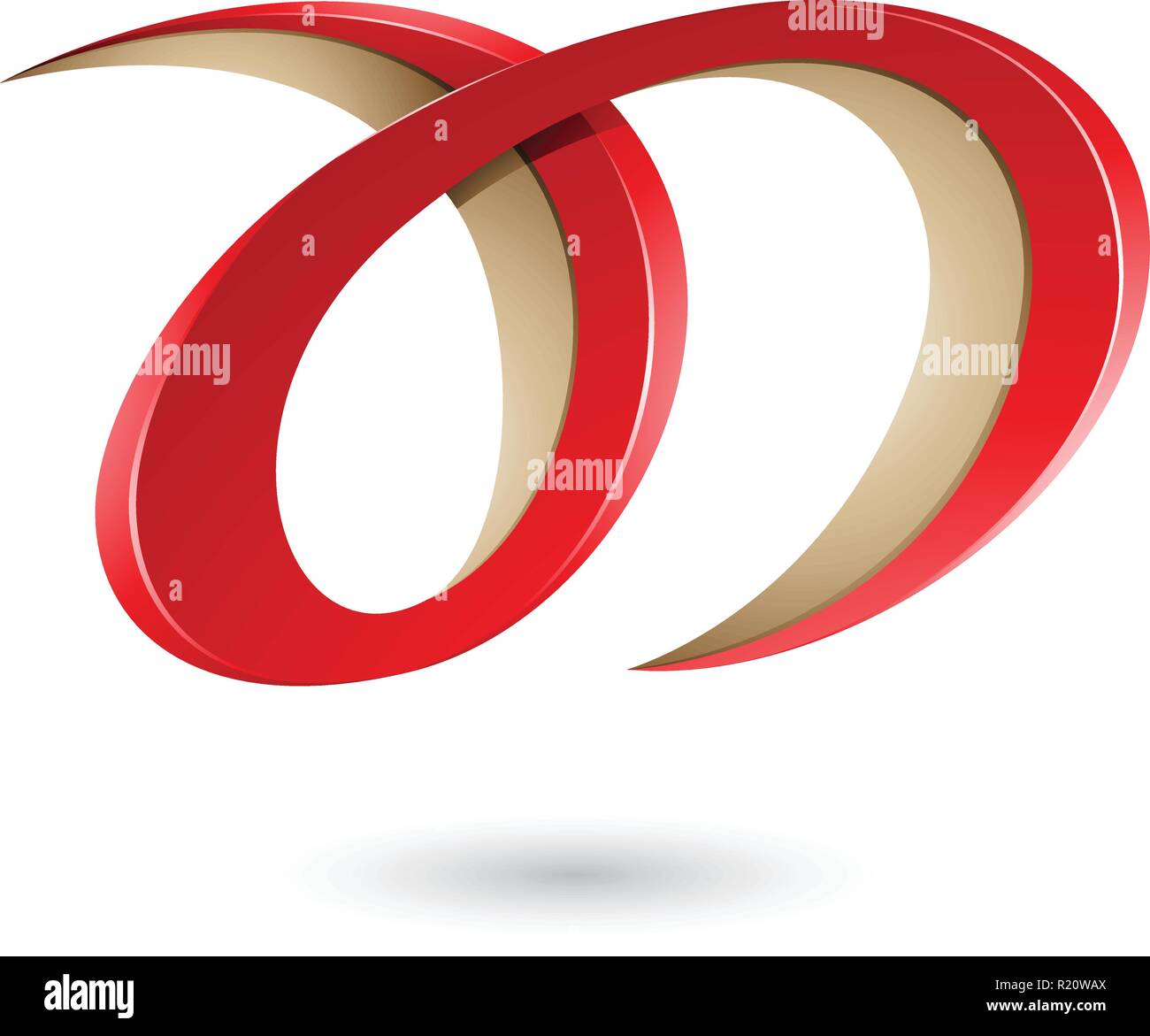 Vector Illustration of Red and Beige Curvy Letter A and D isolated on a ...