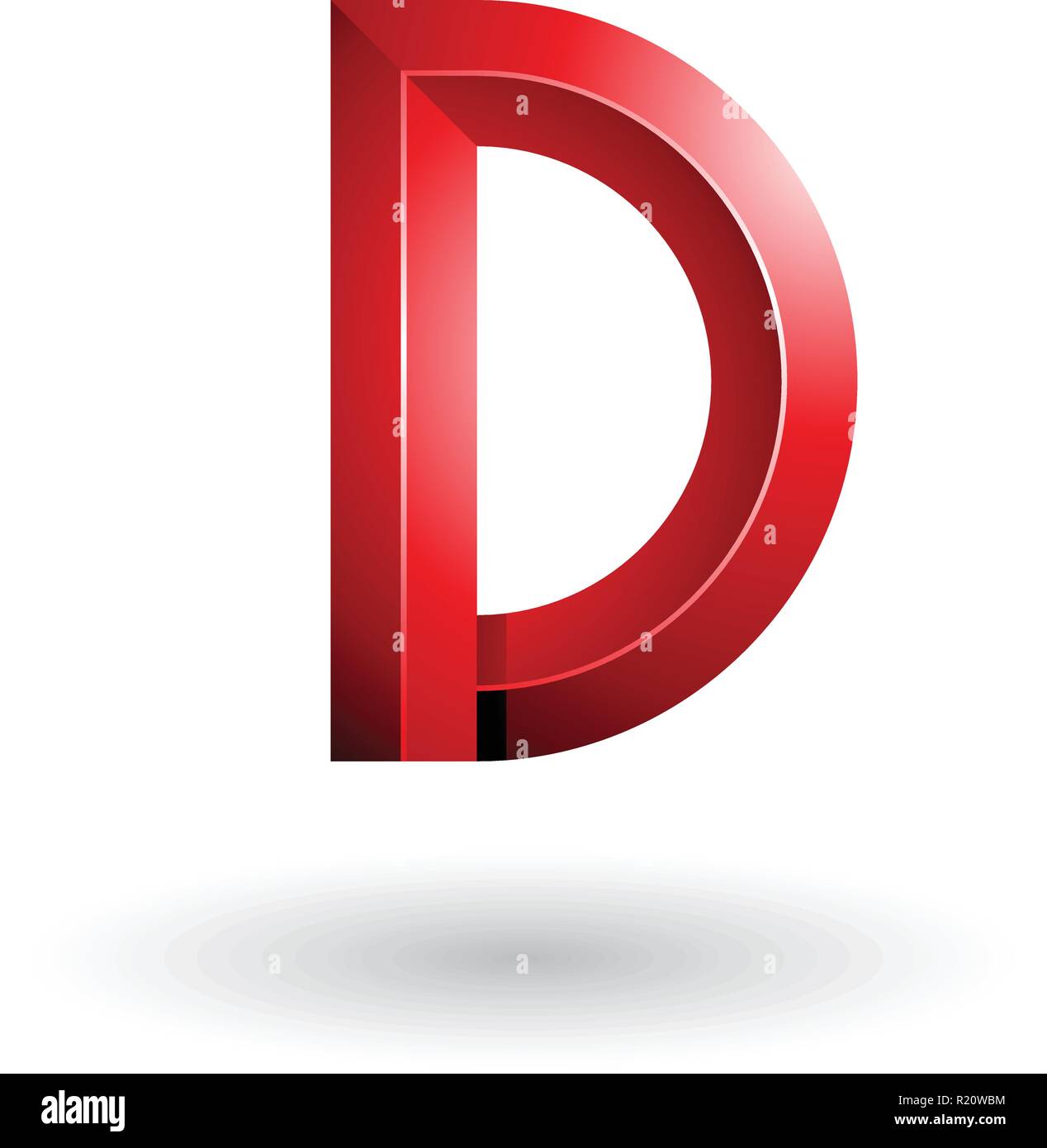Vector Illustration of Red Glossy and Bold 3d Geometrical Letter D ...