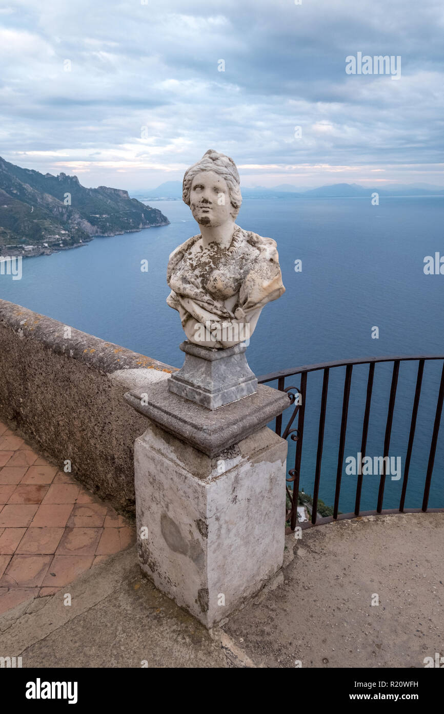 Famous statue with view of the Mediterranean Sea on the Terrace of ...