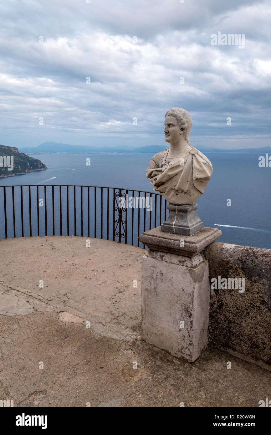 Famous statue with view of the Mediterranean Sea on the Terrace of ...