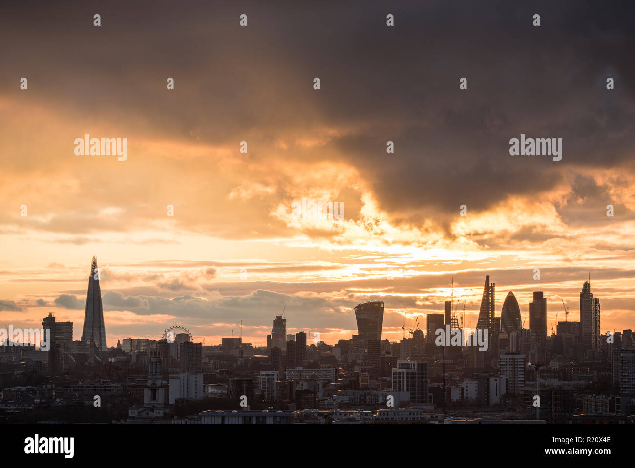 View of City of London at sunset, London, England, UK Stock Photo - Alamy