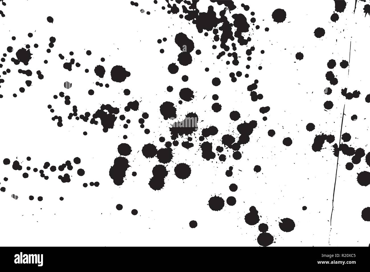 Ink grunge drops texture. Black hand drawn splashes and stains on white ...