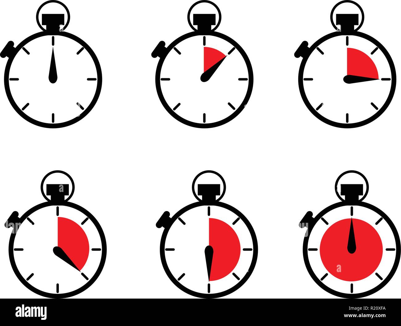 Chronometer timer collection vector image icon white and red Stock ...