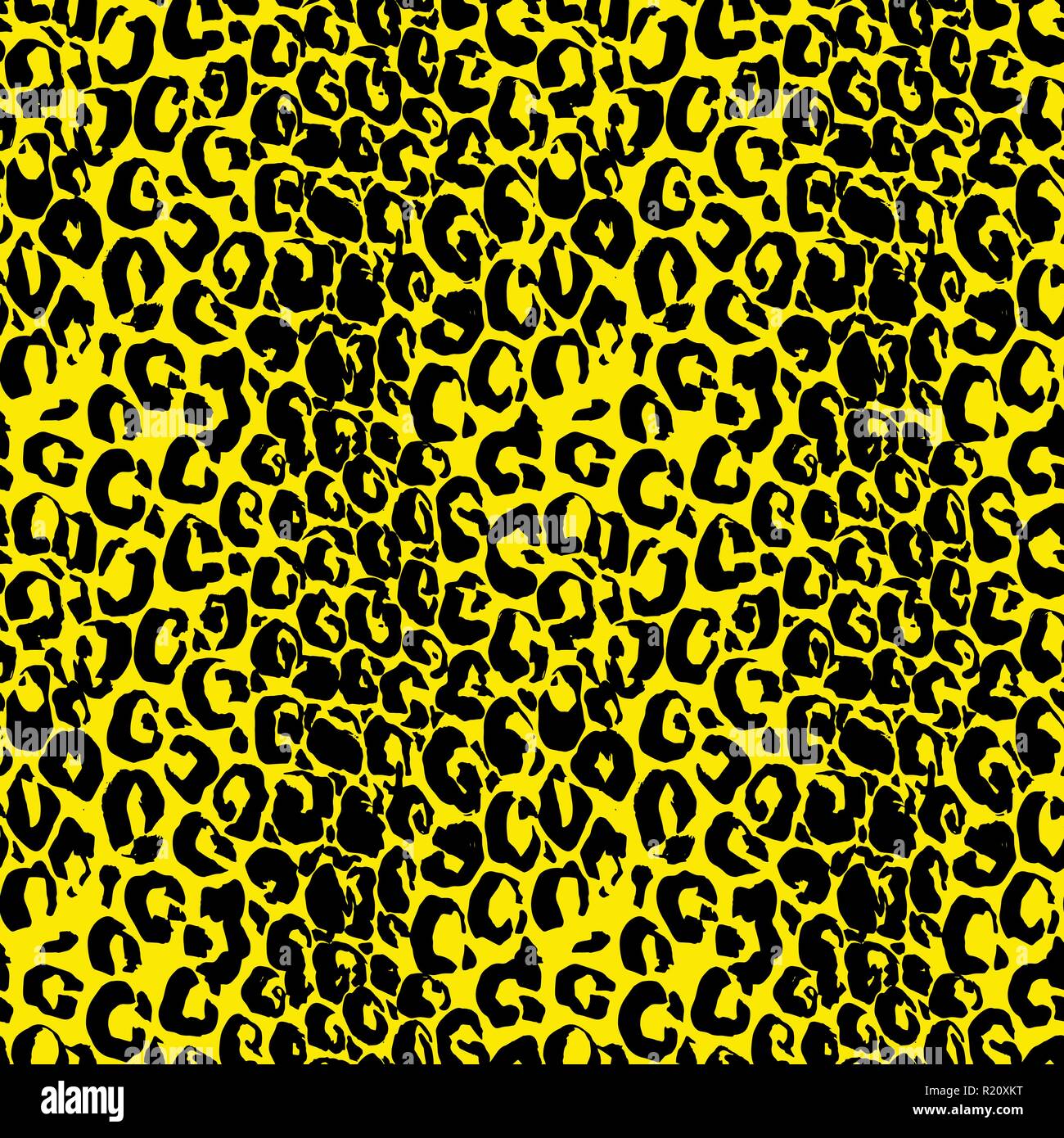 Seamless black and yellow leopard pattern. Animal skin grunge texture ...