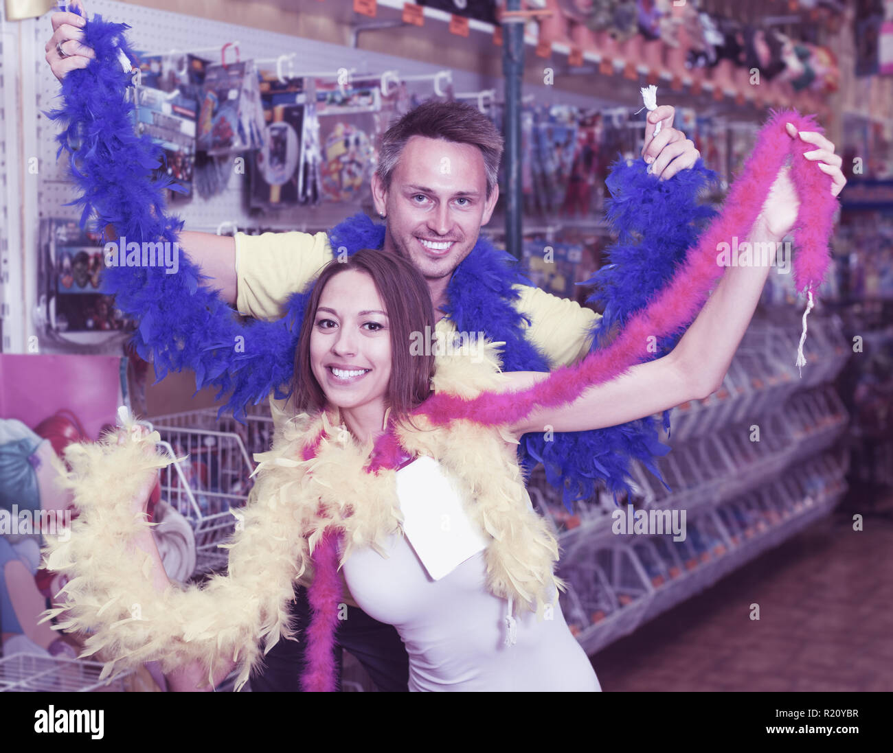 Woman wearing feather boa hi-res stock photography and images - Alamy