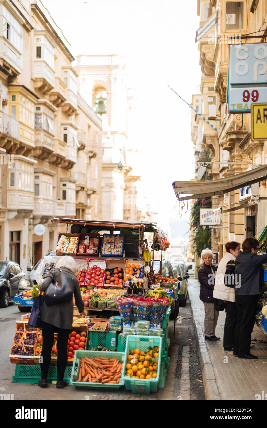 Street Grocery stall, Valletta, Malta Stock Photo - Alamy