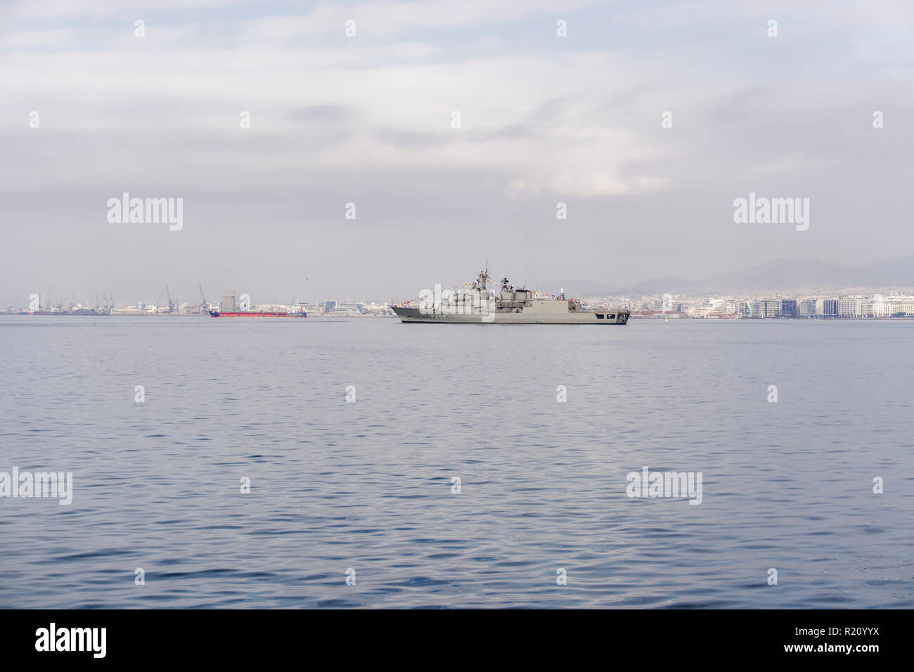 Greek frigade Hydra at sea, in Thessaloniki. The flagship of the ...