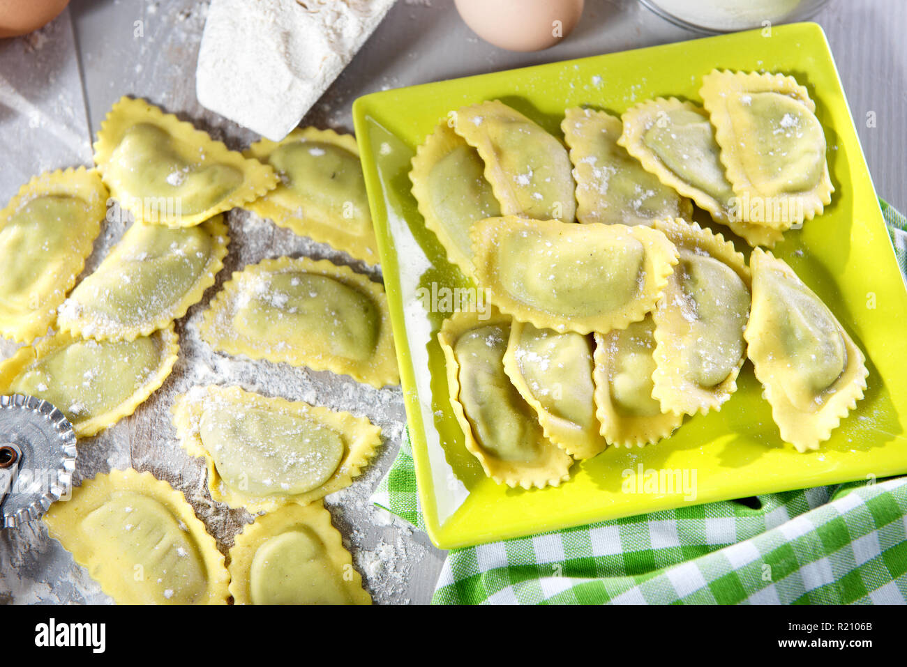 traditional italian ravioli filled with a ricotta cheese and spinach ...