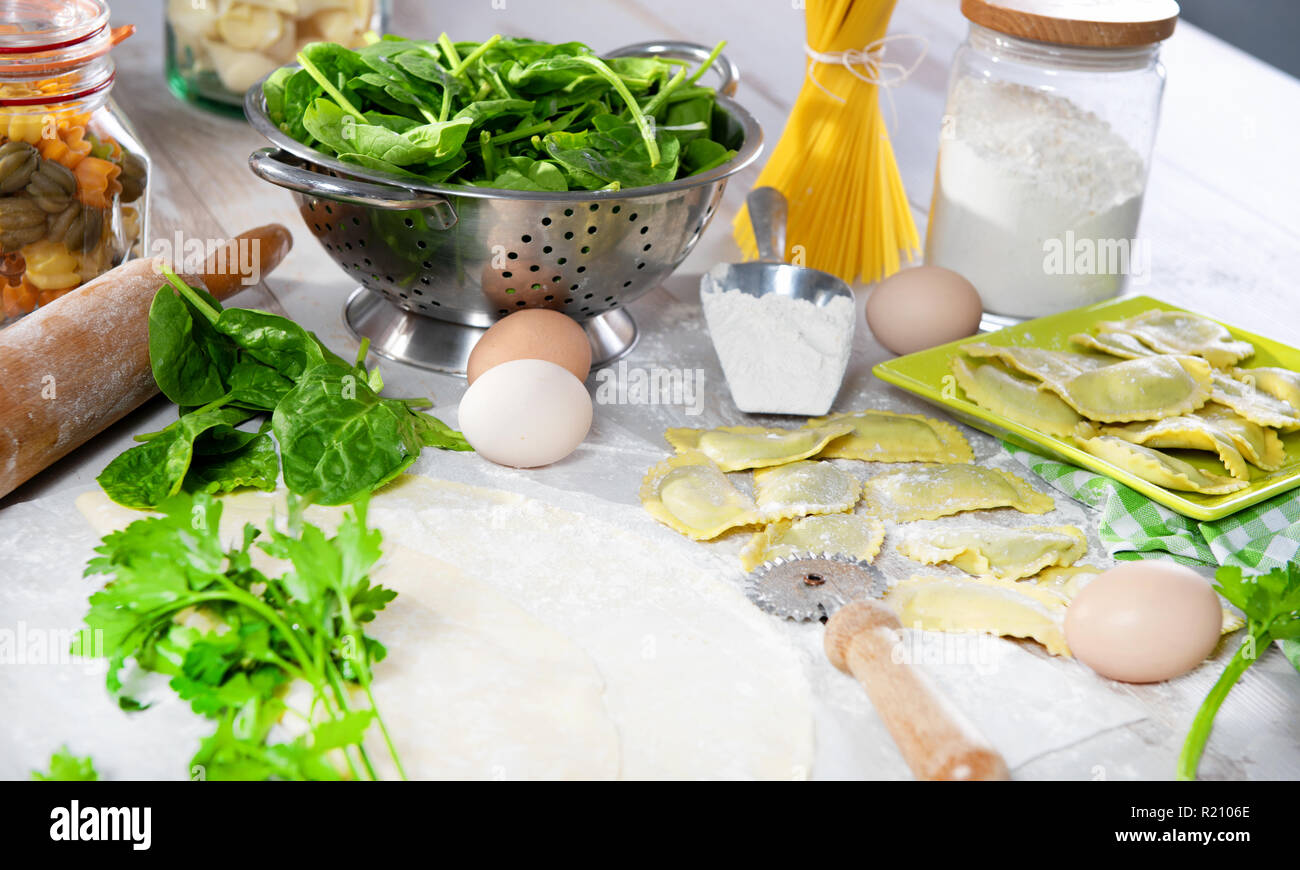 traditional italian ravioli filled with a ricotta cheese and spinach ...
