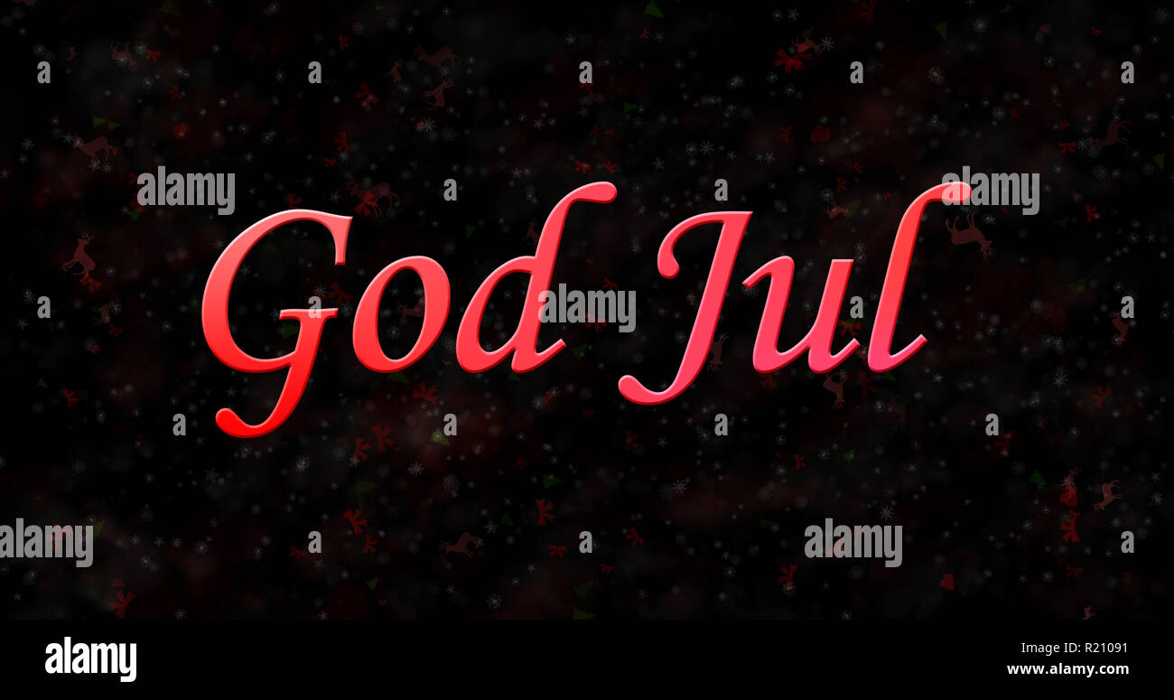 Merry Christmas text in Norwegian "God Jul" on black background Stock ...