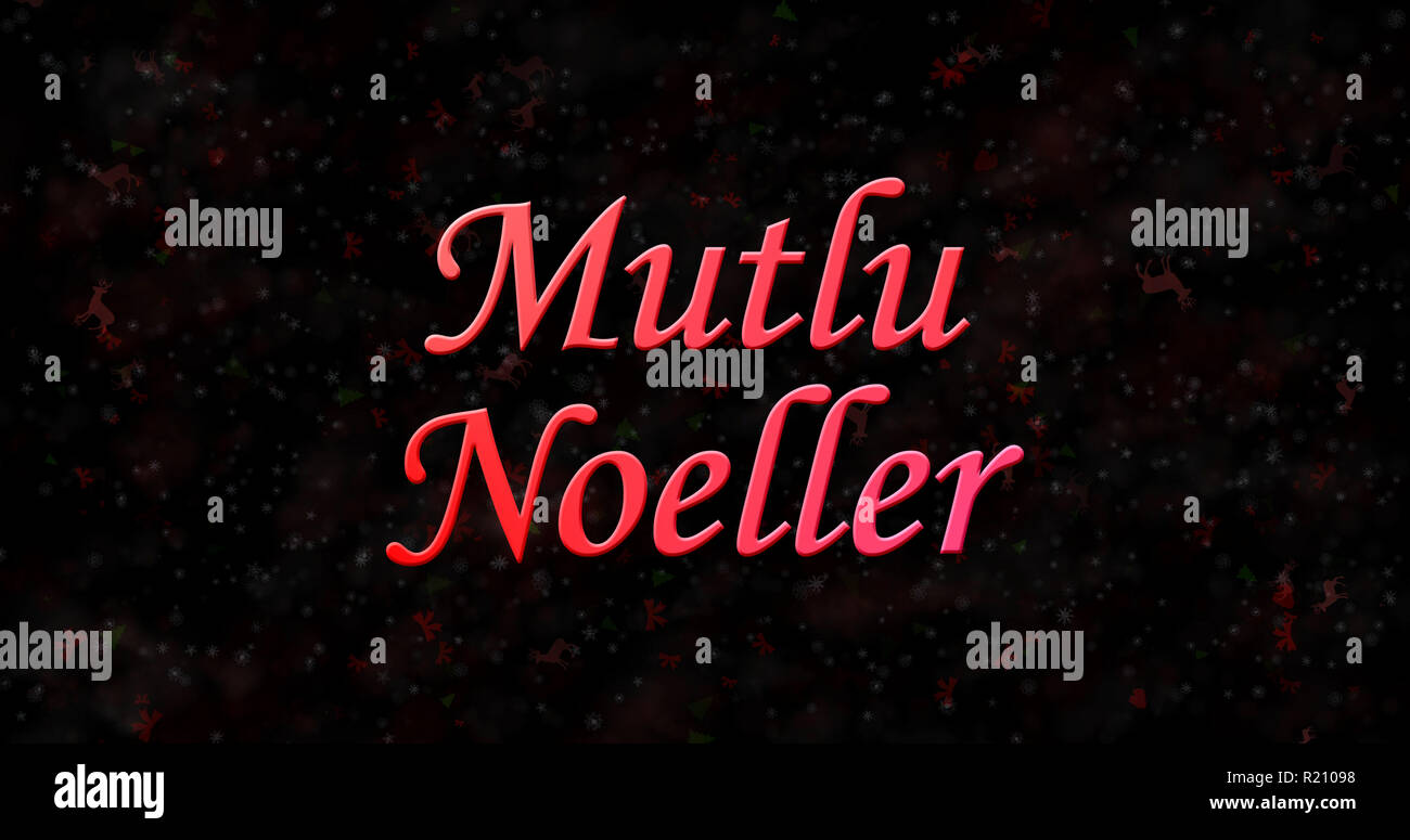Merry Christmas text in Turkish "Mutlu Noeller" on black background ...