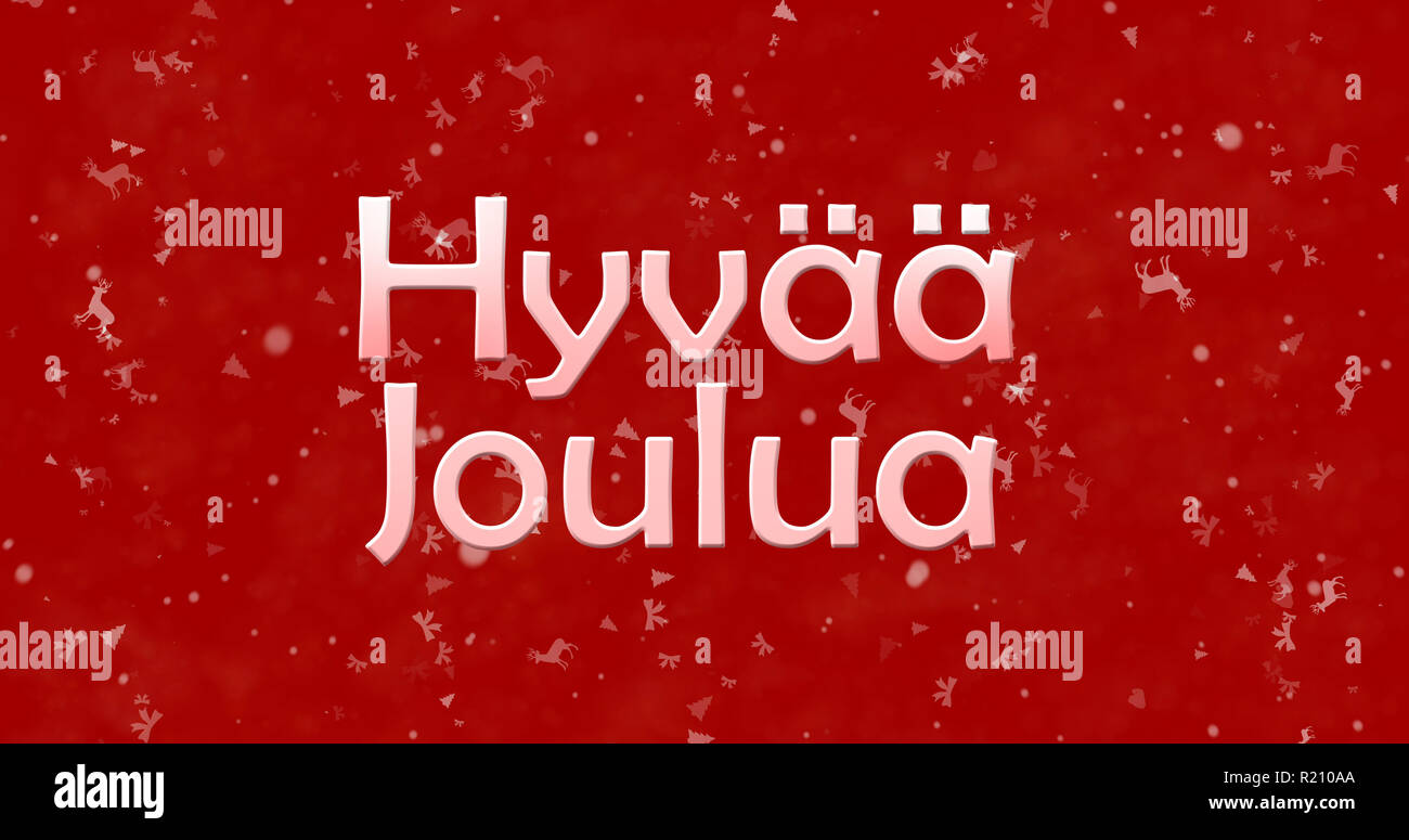 Merry Christmas text in Finnish "Hyvaa joulua" on red background Stock ...