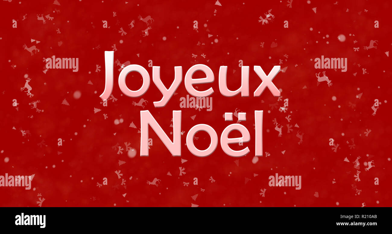 Merry Christmas text in French "Joyeux Noel" on red background Stock ...