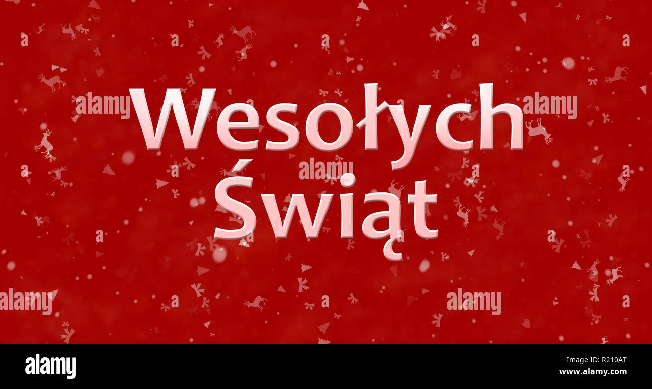 Merry Christmas text in Polish "Wesolych Swiat" on red background Stock ...
