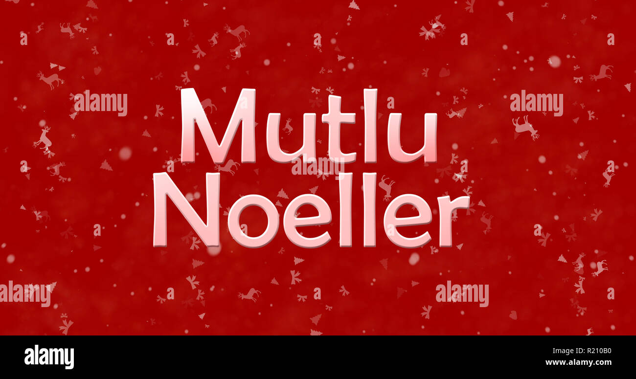 Merry Christmas text in Turkish "Mutlu Noeller" on red background Stock ...