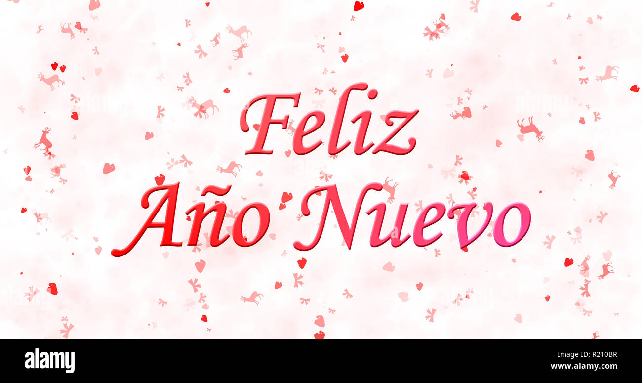 Happy New Year text in Spanish "Feliz ano nuevo" on white background ...