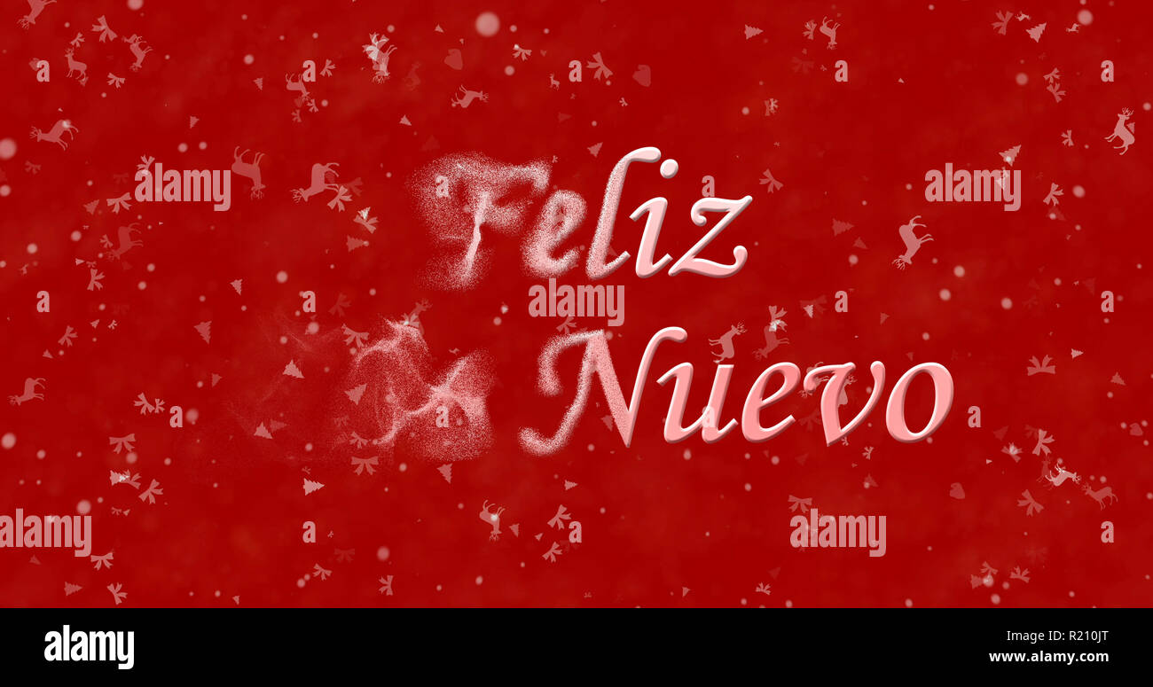 Happy New Year text in Spanish "Feliz ano nuevo" turns to dust from ...