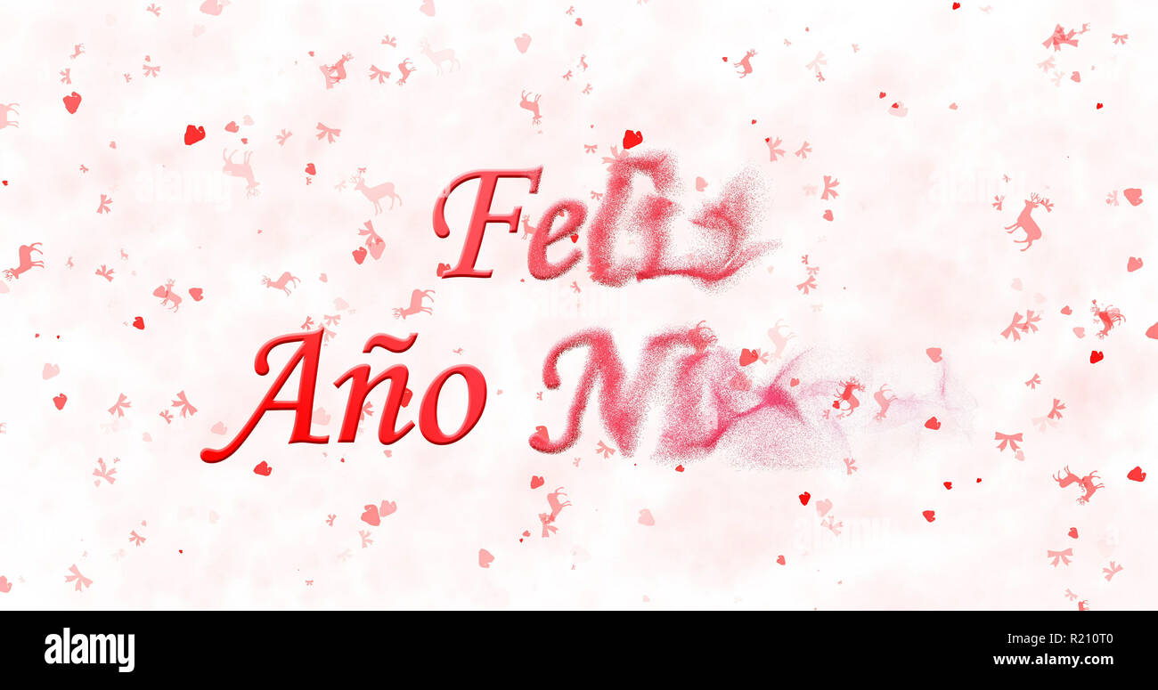 Happy New Year text in Spanish "Feliz ano nuevo" turns to dust from ...