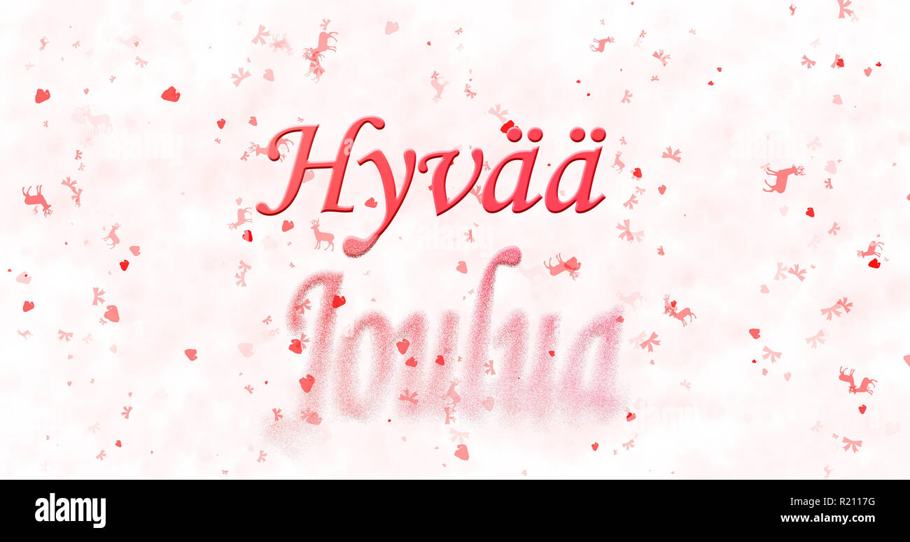 Merry Christmas text in Finnish "Hyvaa joulua" turns to dust from ...