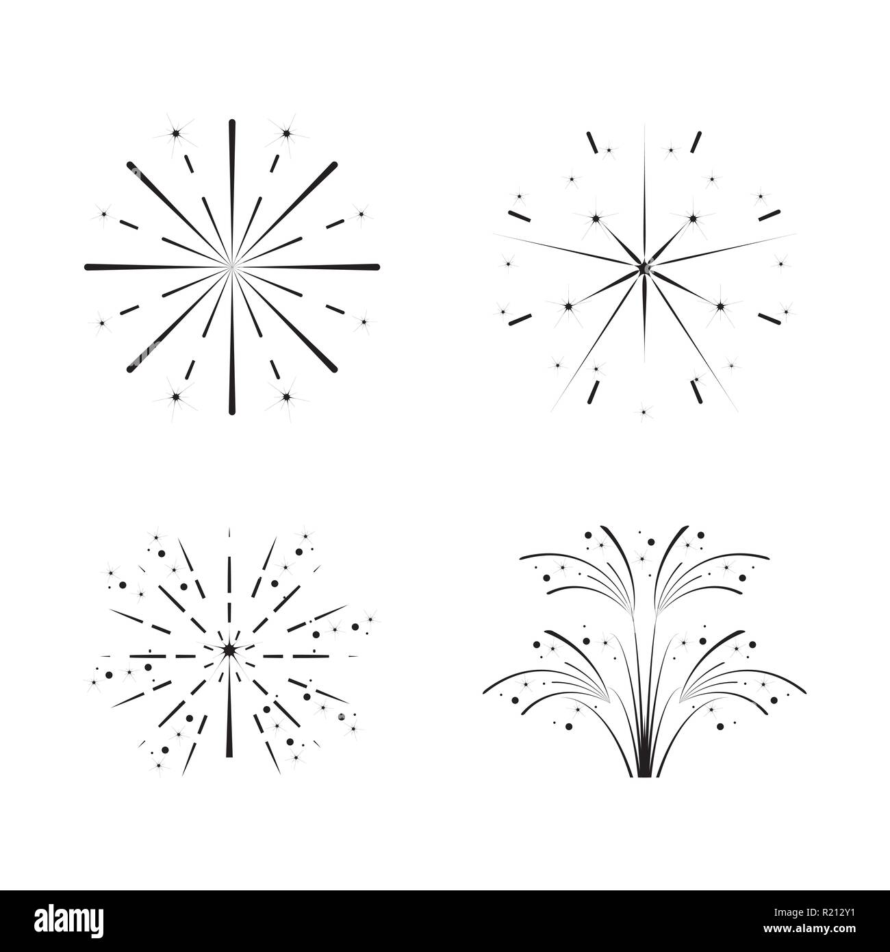 set fireworks celebration scene vector illustration design Stock Vector ...