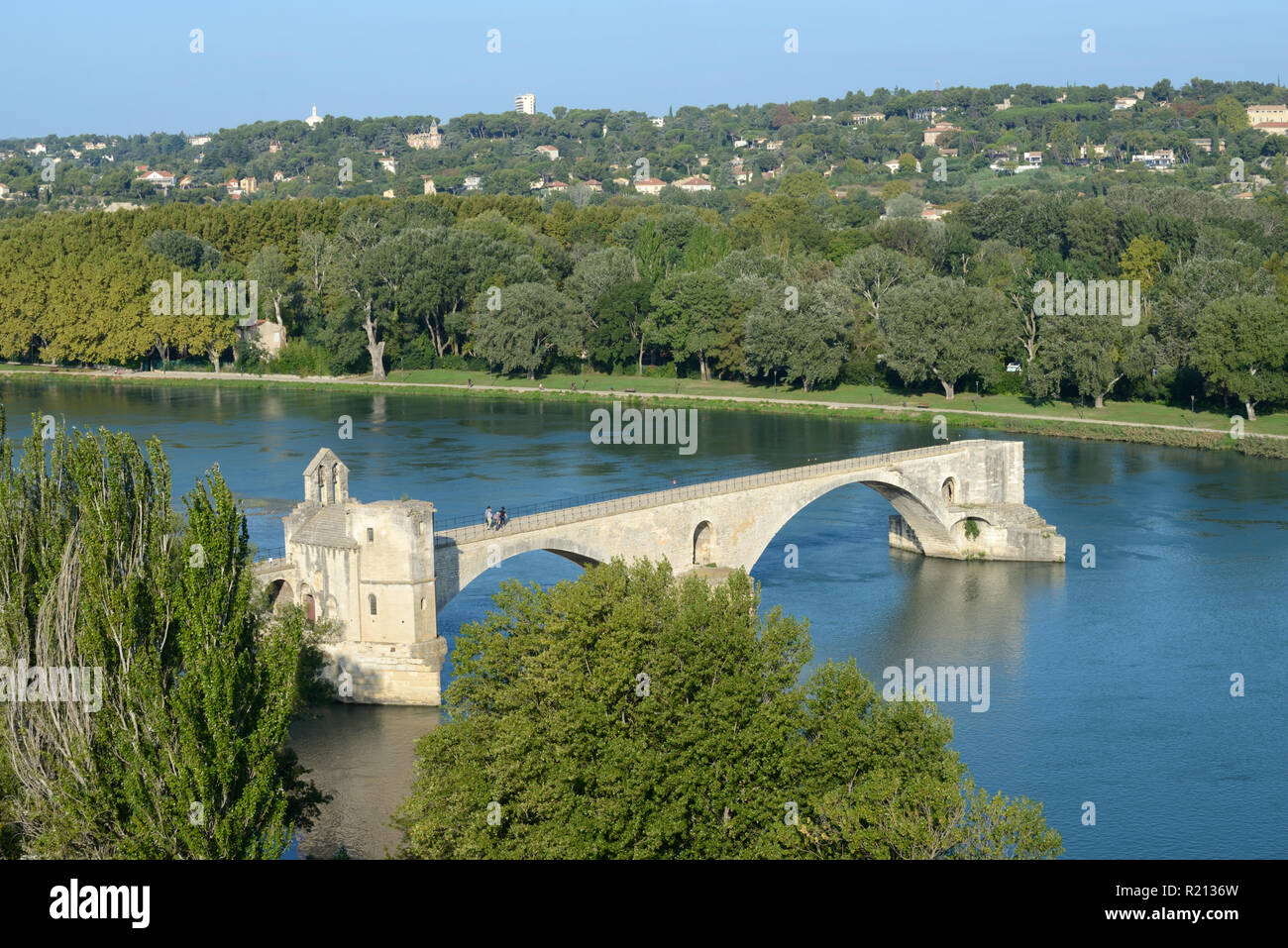 Aerial View or High-Angle View over Pont Saint-Bénézet or Pont d ...