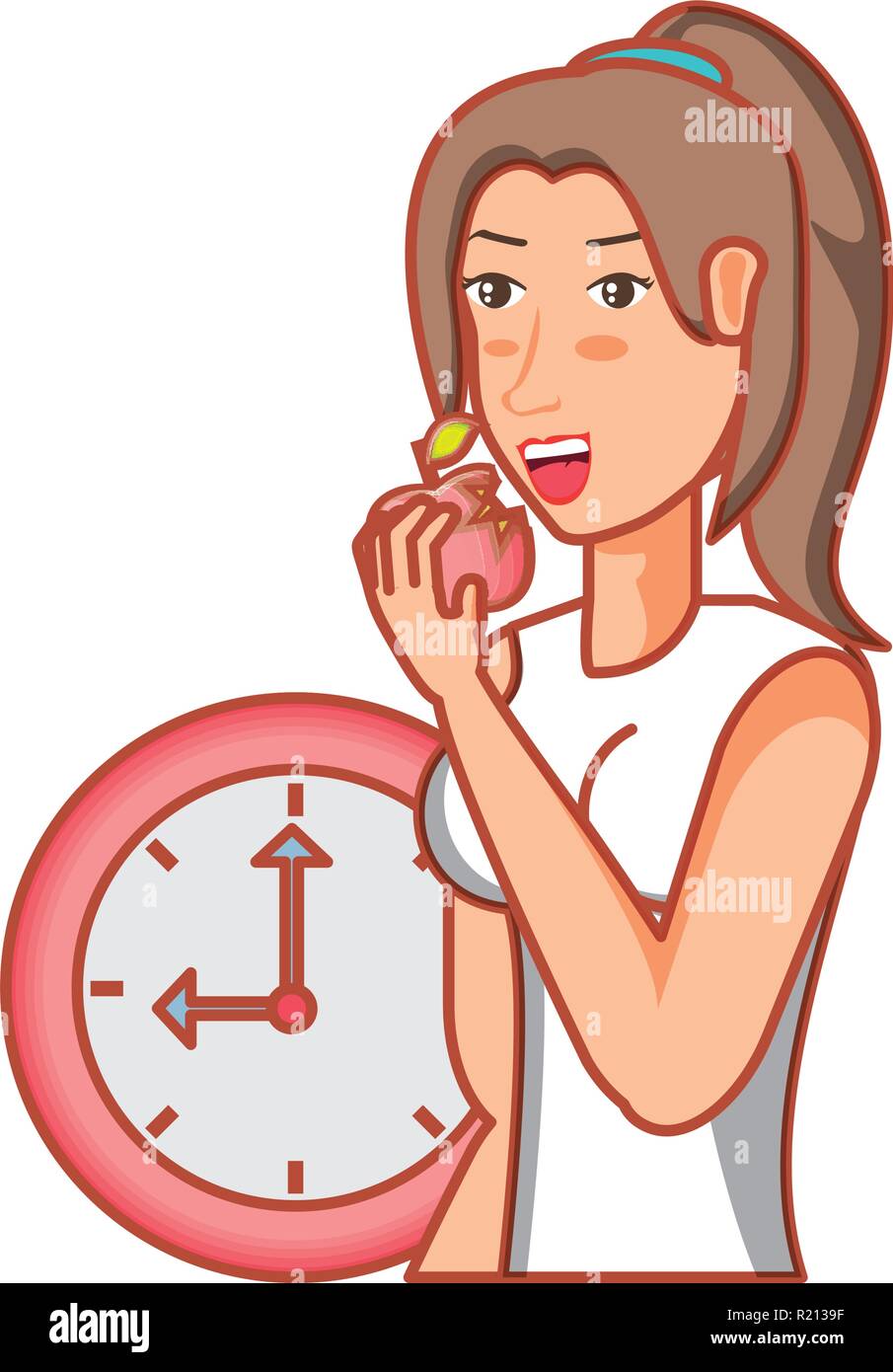 Woman eating clock Stock Vector Images - Alamy