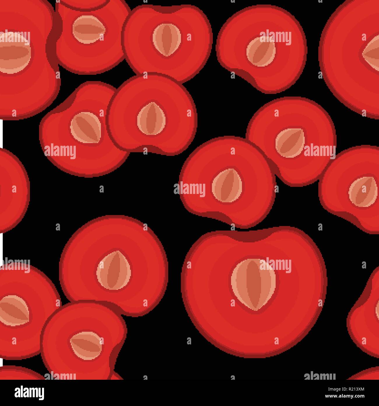 Seamless Cherry Vector Pattern Minimalistic Food Background Vitamins Repeatable Texture Stock