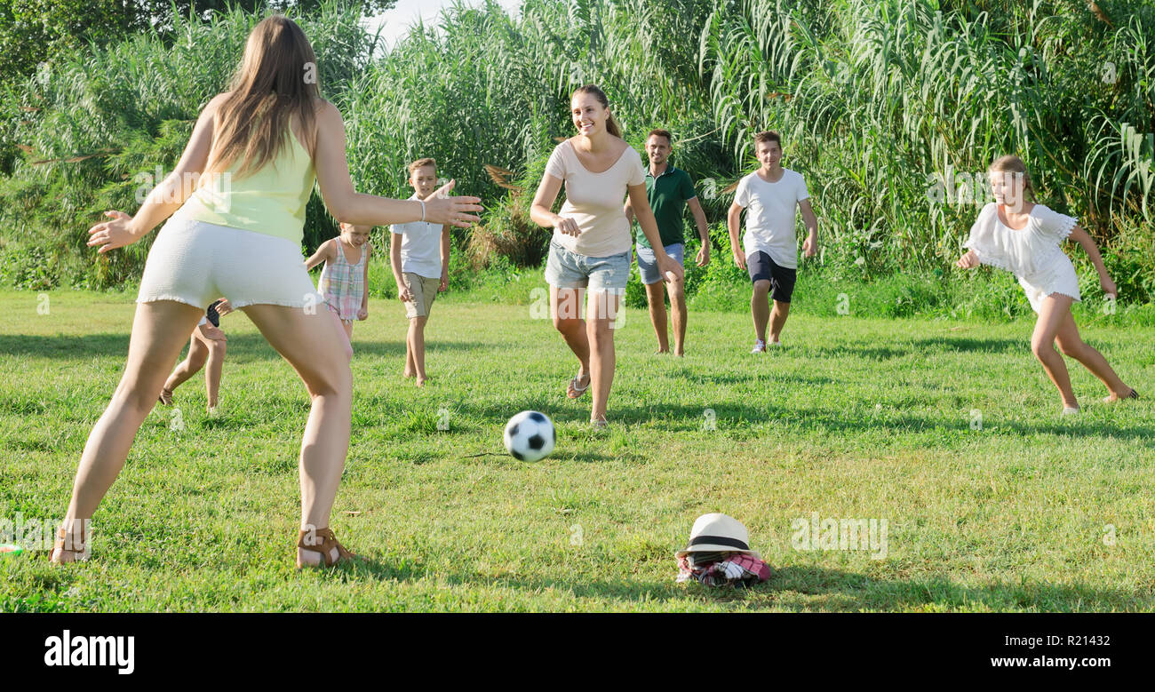 Father kids playing football together hi-res stock photography and ...