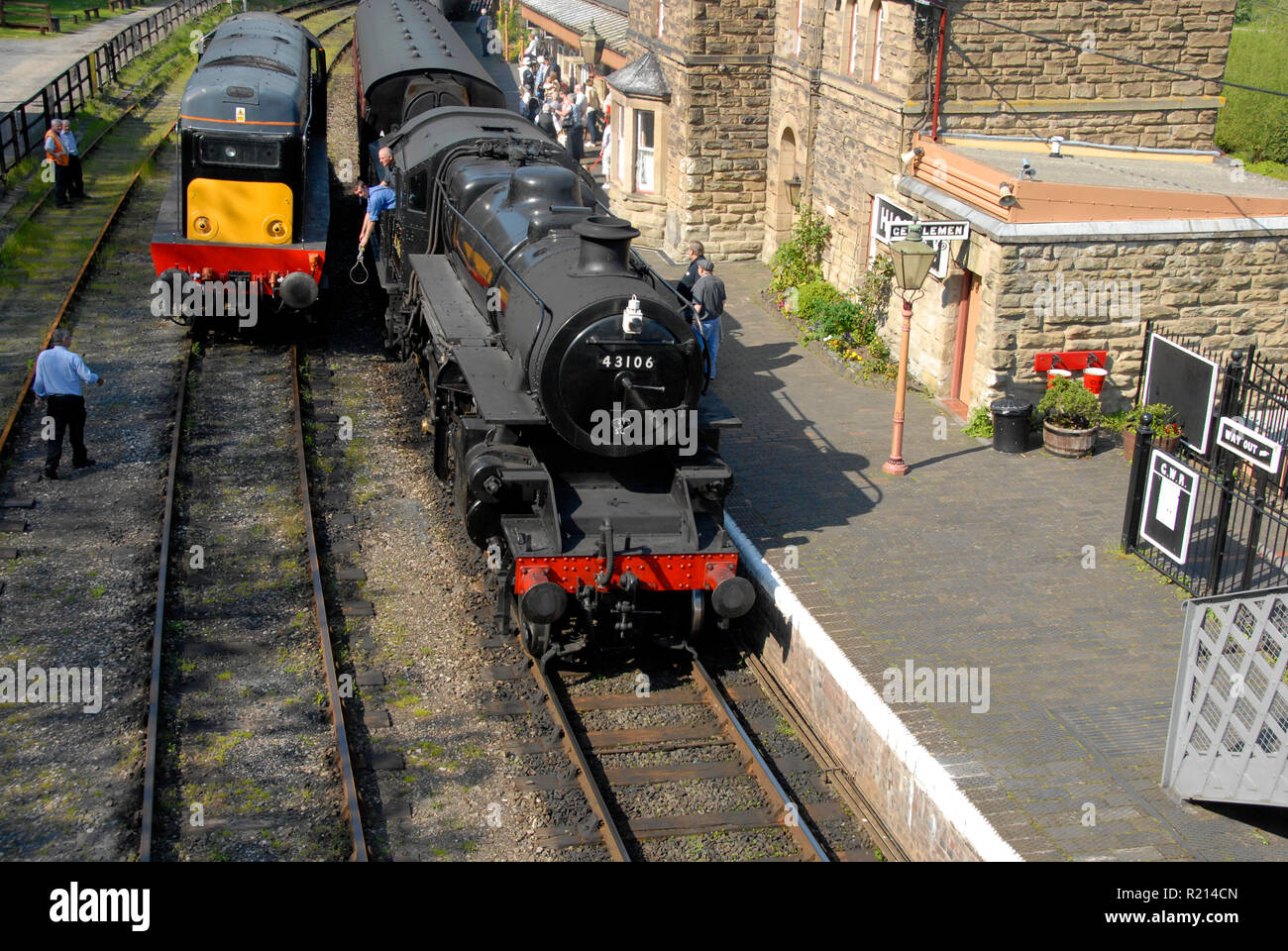 Passing loop at Highley Railway station, Shropshire, England, with ...