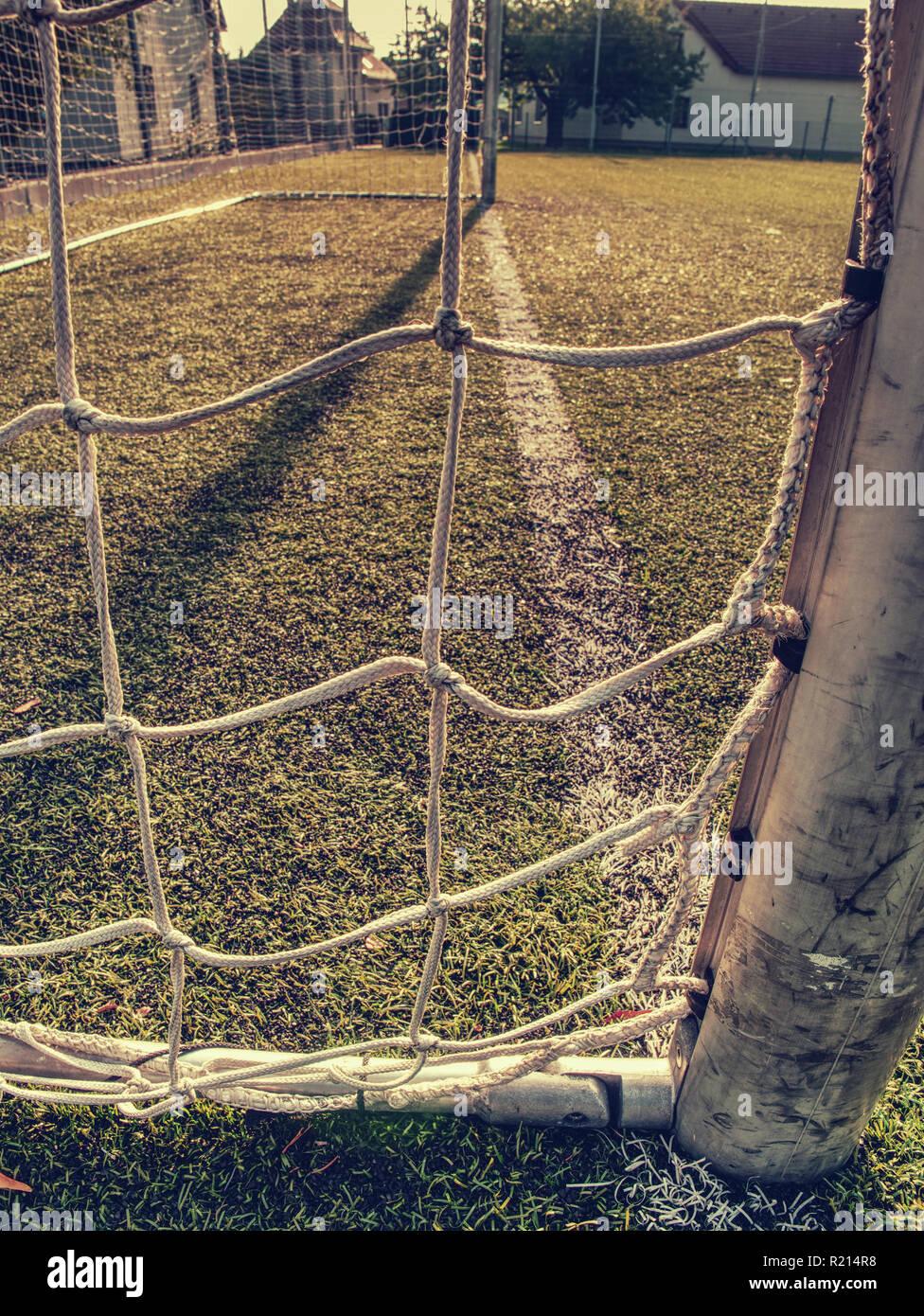 On football soccer field. Goal soccer field. Soccer football net ...