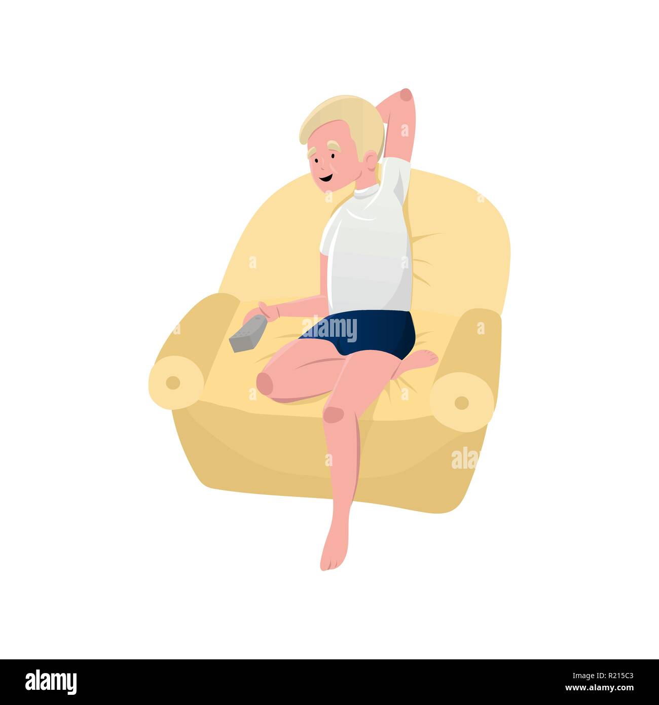 Single guy watching TV vector illustration Stock Vector Image & Art - Alamy