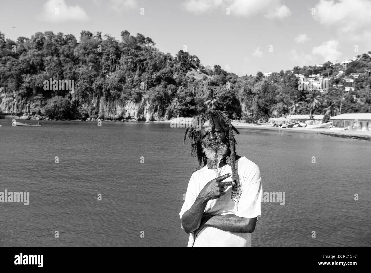 Castries, st.Lucia - November 26, 2015: african man show victory or ...