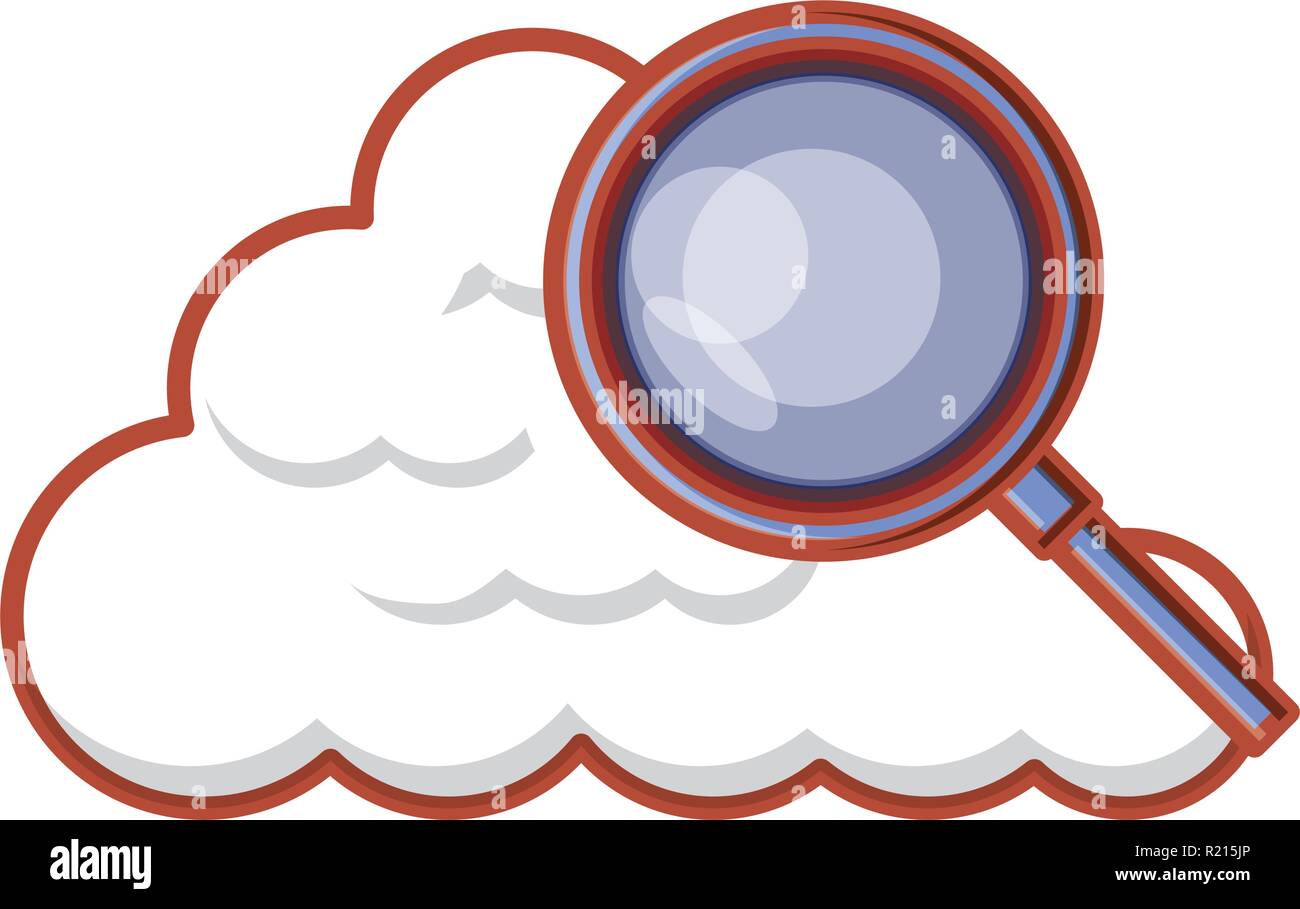 cloud computing server with magnifying glass vector illustration design ...