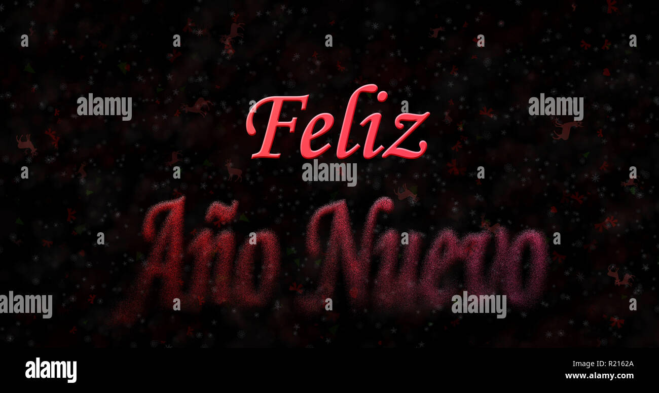 Happy New Year text in Spanish "Feliz ano nuevo" turns to dust from ...