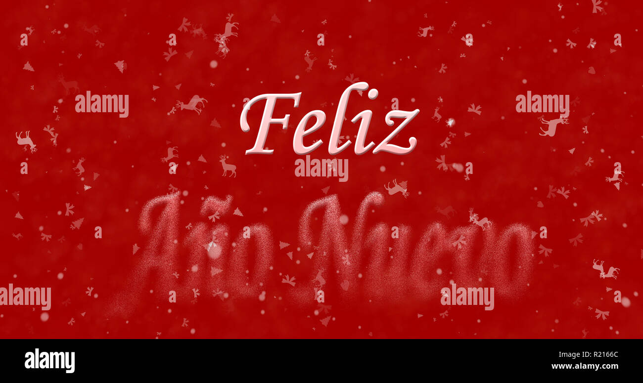 Happy New Year text in Spanish "Feliz ano nuevo" turns to dust from ...