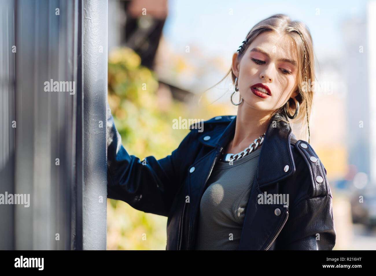 Portrait of beautiful photo model wearing silver accessories Stock ...