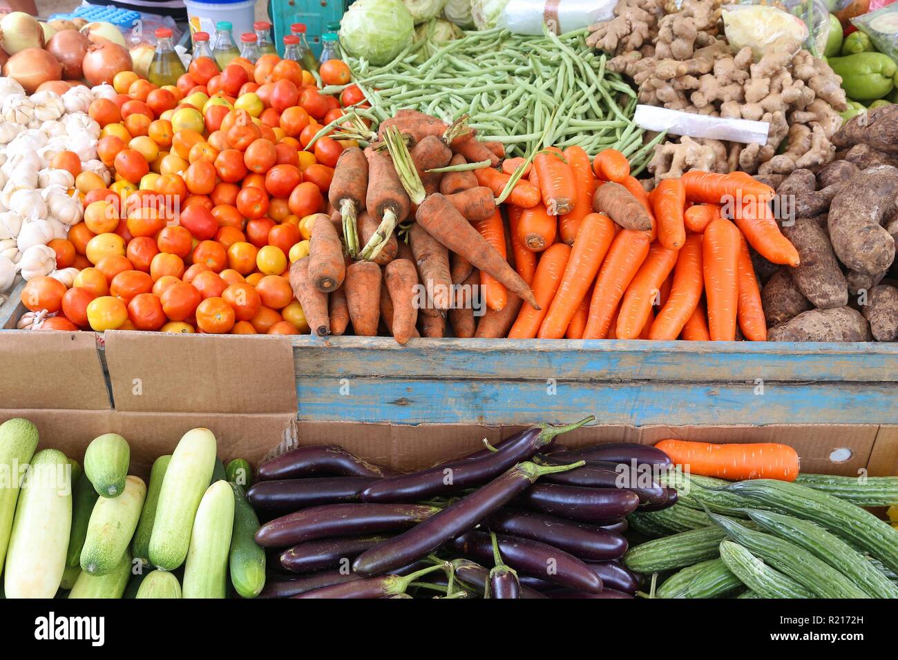 Local vegetables market in El Nido, Palawan, Philippines. Colorful ...