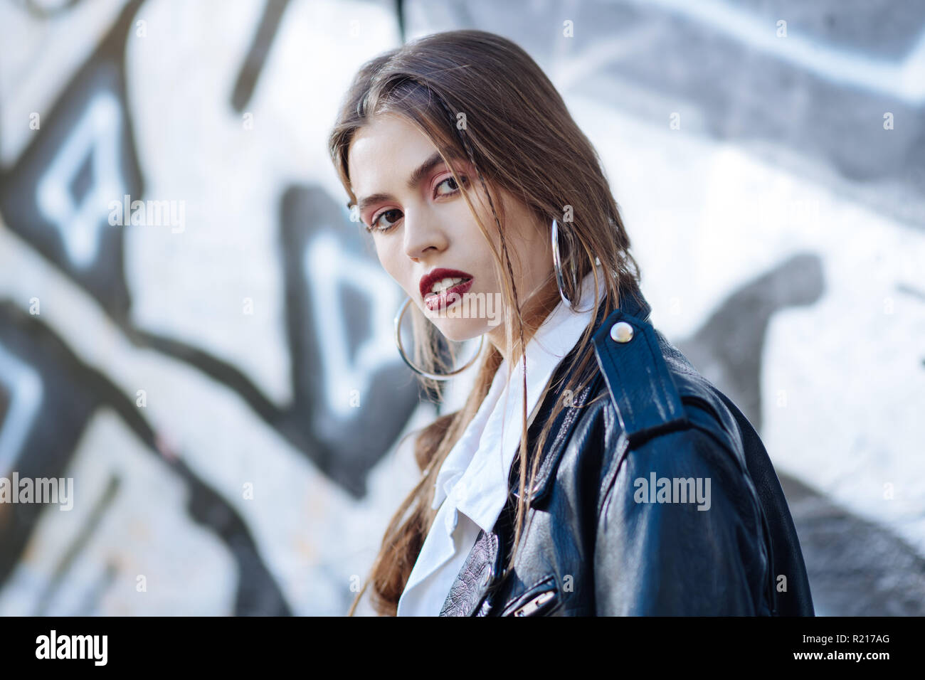 Model with pleasant appearance wearing nice trendy clothes Stock Photo ...