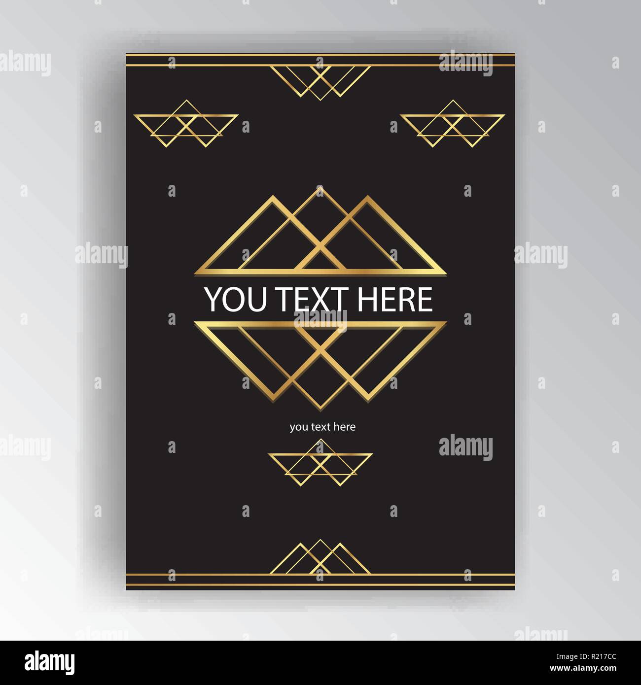 Golden black art deco and art novo page template , triangles geometric ...