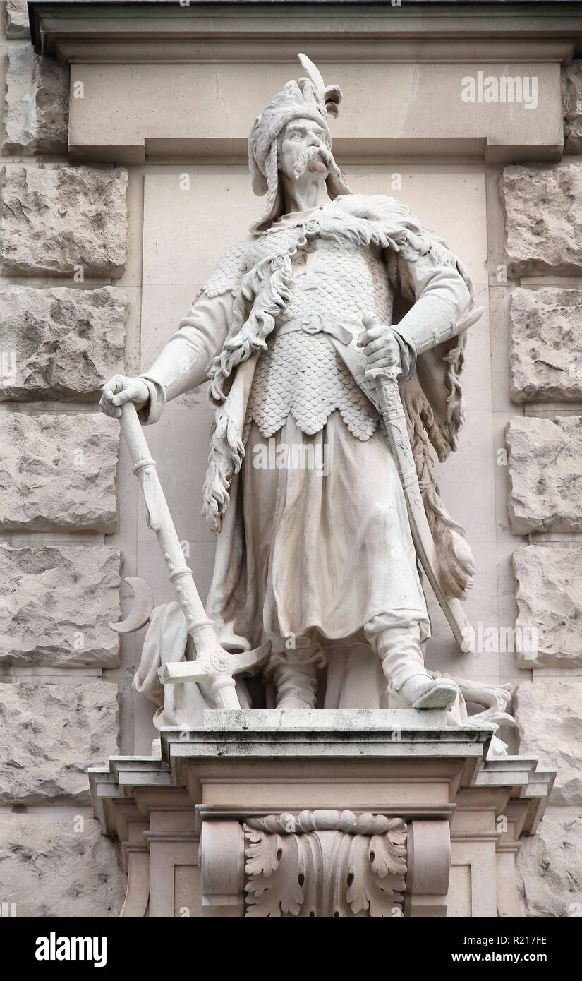Vienna, Austria - statue in Neue Burg (part of Hofburg palace) facade ...