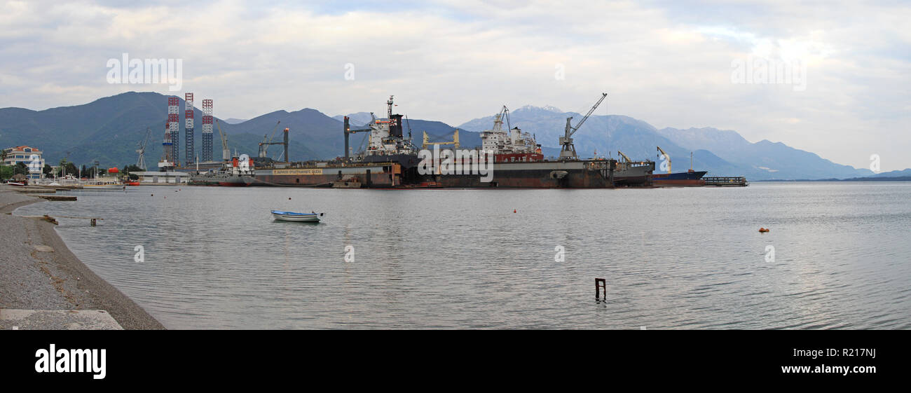 Bijela, Montenegro - April 17, 2011: Ship Construction at Floating ...